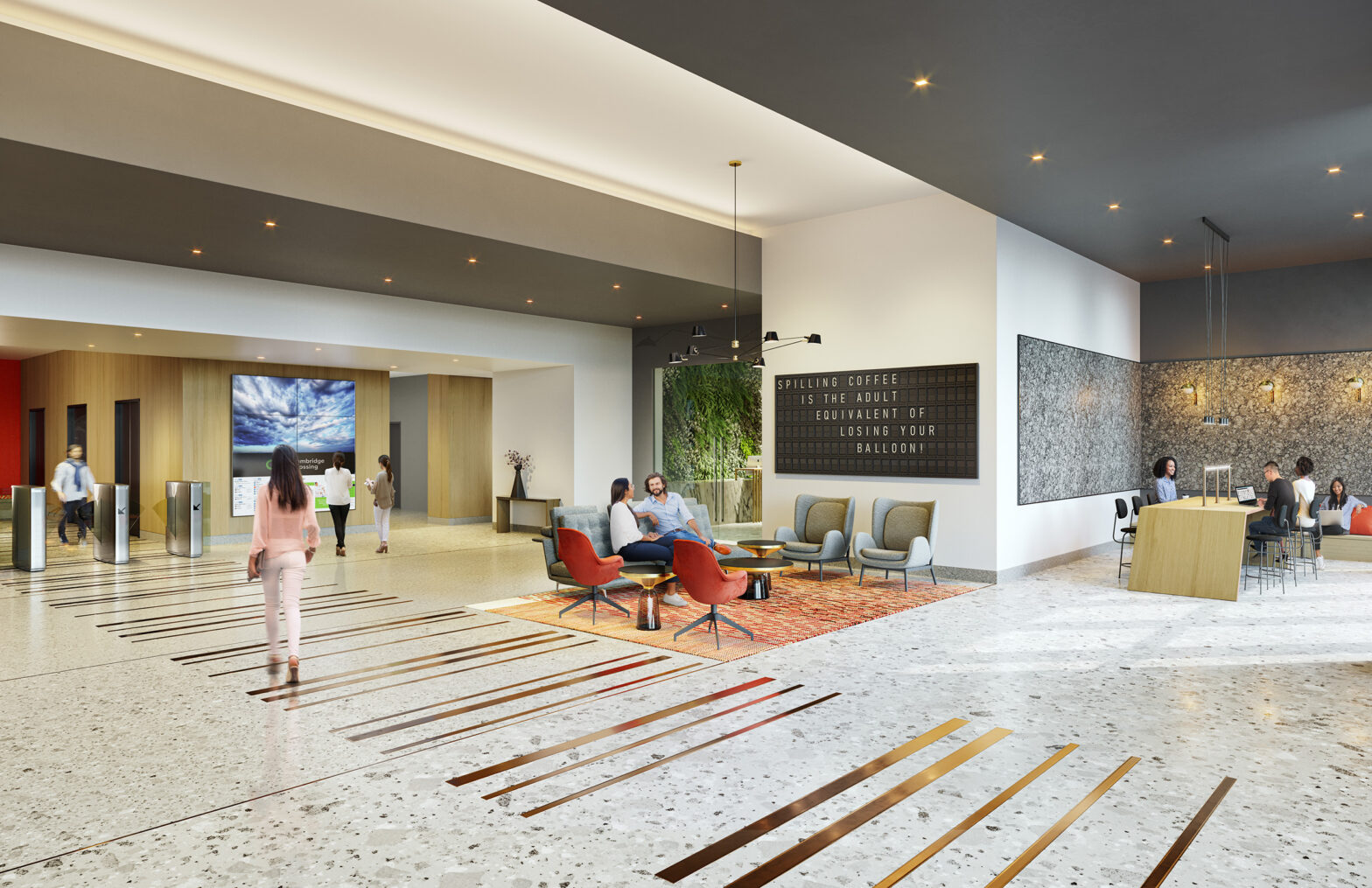 Cambridge Crossing Lobby + Retail | Meeting and Workplace Hub